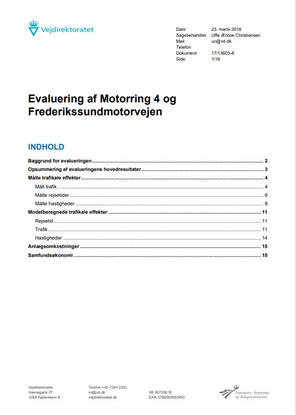 Evaluering af Motorring 4 og Frederikssundmotorvejen